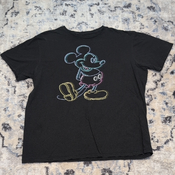 Disney | Shirts | Disney Mickey Mouse Neon Outline Tee Black Mens Large ...